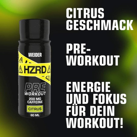 HZRD Pre Workout Shot, Citrus - 12 x 60 ml de Weider pas cher
